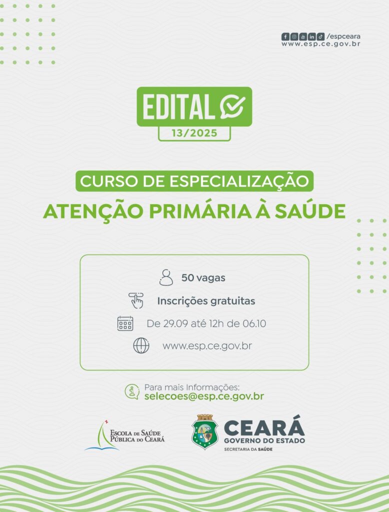 ESP-CE abre inscrições para especialização em atenção primária à saúde ...